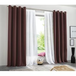 Vorhang OTTO HOME, B:140cm H:265cm, braun, Polyester, Recyceltes Material, Wohnzimmer, Gardinen, "Raja", einfarbig, Einfache Montage, Pflegeleicht,