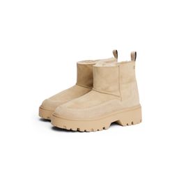 Tommy Hilfiger Damen Winterboots "REAL SHEARLING PULLON SNOWBOOT", Gr. 37hellbraun, Veloursleder, unifarben, Schuhe, Plateau, Schlupfboots mit