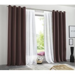 Vorhang OTTO HOME, B:140cm H:245cm, braun, Polyester, Recyceltes Material, Wohnzimmer, Gardinen, "Raja", einfarbig, Einfache Montage, Pflegeleicht,