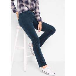 bonprix Damen Cordhose "Stretch-Cordhose, Straight", blau, Gr. 54, unifarben, Cord, Obermaterial: 98% Baumwolle, 2% Elasthan, Hosen, aus