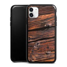 DeinDesign iPhone 11 Handy Silikon H&uuml;lle Case schwarz Handyh&uuml;lle Beams Wooden Look Wood