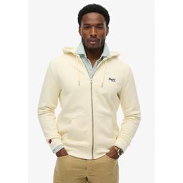 Superdry Herren Kapuzensweatjacke "ESSENTIAL LOGO ZIP HOODIE HB", wei&szlig;, Gr. XXXL, unifarben, angeraute Sweatware, Obermaterial: 100% Seide,