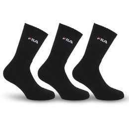 Fila Tennissocken "UNISEX CREW TENNIS FULL TERRY SOCKS", Gr. 39, schwarz, Baumwollmischung, unifarben, Socken, mit dezentem Logoschriftzug