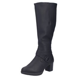 Rieker Damen Stiefel, Gr. 36, schwarz, Lederimitat, unifarben, Schuhe, Langschaftstiefel, Blockabsatz,mit Rei&szlig;verschluss hinten-schmale Form