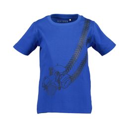 T-Shirt Blue Seven, Jungen, Gr. 104, ocean, Single Jersey, Obermaterial: 100% Baumwolle, bedruckt, unifarben, Basic normal, Rundhals, Shirts T-Shirt, Basic-Passform, mit Druckapplikation, unifarben oder bedruckt