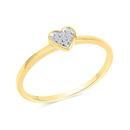 Diamonds by Ellen K. Damen Fingerring "Gold 585 zweifarbig Herz-Motiv mit Brillanten 0,025ct.", 054 (17,2), 0,03 P2 = erkennbare Einschl&uuml;sse, Gold, gelb, DIAMONDS BY