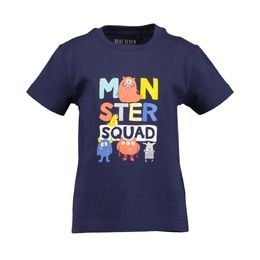 T-Shirt Blue Seven, Jungen, Gr. 104, ultramarin, Shirts T-Shirt, mit kurzem Arm, mit Druck und unifarben, aus Baumwolle