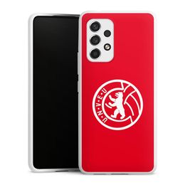 DeinDesign Galaxy A53 5G Handy Silikon H&uuml;lle Case wei&szlig; Handyh&uuml;lle Official Licensed Product 1. Fc Union Berlin Bear Silikon Case