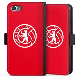 DeinDesign iPhone SE (2020) Handy Klapph&uuml;lle Handyh&uuml;lle aus Kunst Leder schwarz Flip Case Official Licensed Product 1. Fc Union Berlin Bear Sideflip mit Lasche