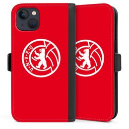DeinDesign iPhone 13 Handy Klapph&uuml;lle Handyh&uuml;lle aus Kunst Leder schwarz Flip Case Bear 1. Fc Union Berlin Official Licensed Product Sideflip mit Lasche