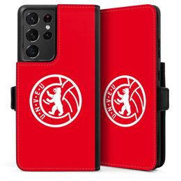 DeinDesign Galaxy S21 Ultra 5G Handy Klapph&uuml;lle Handyh&uuml;lle aus Kunst Leder schwarz Flip Case Bear 1. Fc Union Berlin Official Licensed Product Sideflip mit 