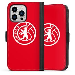 DeinDesign iPhone 13 Pro Handy Klapph&uuml;lle Handyh&uuml;lle aus Kunst Leder schwarz Flip Case Bear 1. Fc Union Berlin Official Licensed Product Sideflip mit Lasche