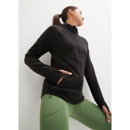 bonprix Damen Fleecejacke, schwarz, Gr. 44, unifarben, Obermaterial: 100% Polyester, Jacken, unifarbenes Design, bequeme Passform, mit Rei&szlig;verschluss