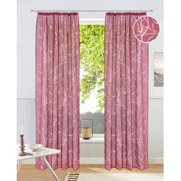 Gardine OTTO HOME, B:140cm H:145cm, rot, Ausbrenner, Polyester, Viskose, Wohnzimmer, Gardinen, "Anna", Viskose, Polyester, &Auml;ste-Motiv