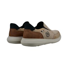 Bugatti Herren Slip-On Sneaker, Gr. 46, beige, Lederimitat, Textil, Schuhe, Freizeitschuh, Schlupfschuh, Slipper mit Logo-Icon