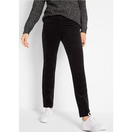 bonprix Damen Cordhose "Stretch-Cordhose, Straight", schwarz, Gr. 48, unifarben, Cord, Obermaterial: 98% Baumwolle, 2% Elasthan, Hosen, aus