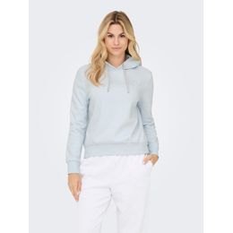 Only Damen Kapuzensweatshirt "ONLNOLI L/S HEART HOOD SWT NOOS"ballad blau detail:silber strings, heart emb, Gr. S, unifarben, Sweatware,