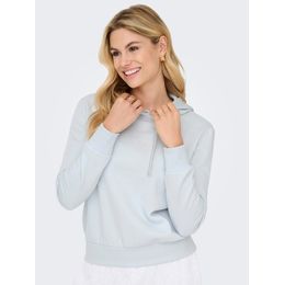 Only Damen Kapuzensweatshirt "ONLNOLI L/S HEART HOOD SWT NOOS"ballad blau detail:silber strings, heart emb, Gr. S, unifarben, Sweatware,