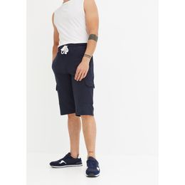 bonprix Damen Cargobermudas, blau, Gr. 60, Obermaterial: 100% Baumwolle, Hosen, aus Baumwolle, mit Cargotaschen, Regular Fit, mit elastischem Bund