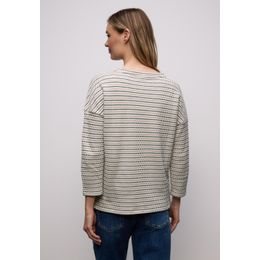 Street One Damen 3/4-Arm-Shirtsanftes wei&szlig;, Gr. 38, gestreift, Strick, Obermaterial: 65% Baumwolle, 35% Polyester, Shirts, mit gestreiften