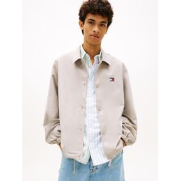 Tommy Jeans Herren Hemdjacke "TJM SPORT OVERSHIRT", beige, Gr. S, unifarben, Web, Obermaterial: 65% Baumwolle, 35% Polyester, Jacken, Regular fit mit