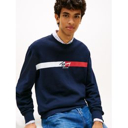 Tommy Jeans Herren Sweatshirt "TJM REGULAR SIGN STRIPE", blau, Gr. XXL, unifarben, Sweatware, Obermaterial: 100% Baumwolle, Sweatshirts, Regular fit