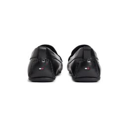 Tommy Hilfiger Herren Slipper "HILFIGER COIN LTH DRIVER", Gr. 43, schwarz, Nappaleder, unifarben, Schuhe, Flats, Schlupfschuh, Loafer mit Zierriegel