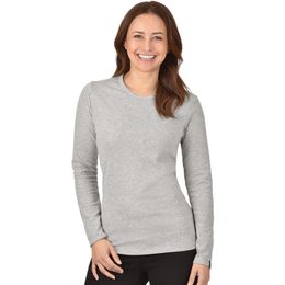 TRIGEMA Damen Longsleeve "TRIGEMA Langarmshirt", grau, Basic, Gr. M, Feinstrick, 95% Baumwolle, 5% Elastan, Shirts