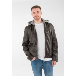 Mauritius Herren Lederjacke "MMBarlo", braun, Gr. XXXL, unifarben, Obermaterial: 100% Schafsleder. Futter: 100% Baumwolle. Kapuze: 55% Baumwolle, 45%