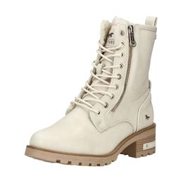 Mustang Shoes Damen Schn&uuml;rstiefelette "Mustang Shoes Stiefelette Lederimitat", Gr. 42ivory, Lederimitat, Schuhe