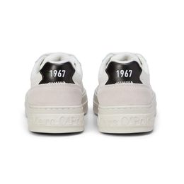 Marc O'Polo MARC O'POLO Damen Plateausneaker "Mariella", Gr. 42, wei&szlig;, Glattleder, Veloursleder, unifarben mit Farbeinsatz, Schuhe, Basket-Sneaker, Schn&uuml;rschuh,