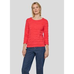 3/4-Arm-Shirt Rabe, Damen, Gr. 44, koralle, Jersey, Obermaterial: 68% Viskose, 28% Polyester, 4% Elasthan, Strukturmuster, regular fit taillenbedeckt, Rundhals, Shirts 3/4-Arm-Shirt, mit Struktur Muster