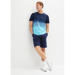 bonprix Herren T-Shirt "T-Shirt und Sweat-Bermuda (2-tlg.Set) aus reiner Baumwolle", blau, Gr. 64, mehrfarbig, Obermaterial: 100% Baumwolle.