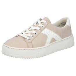 Rieker Damen Plateausneaker, Gr. 41, beige, Nubuklederimitat, unifarben mit Farbeinsatz, Schuhe, Schn&uuml;rschuh, Halbschuh, Freizeitsneaker mit