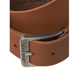 Jack & Jones JACK & JONES Herren Lederg&uuml;rtel "JACBRAGA LEATHER BELT SN", braun, Gr. 80, unifarben, Leder, G&uuml;rtel, mit silberner Schlie&szlig;e