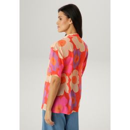 Damen Chiffonbluse, bunt, Gr. 40, Aniston SELECTED, bedruckt, gebl&uuml;mt, gemustert, Web, Obermaterial: 100% Polyester, Blusen, kleiner Stehkragen und
