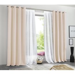 Vorhang OTTO HOME, B:140cm H:225cm, beige, Polyester, Recyceltes Material, Wohnzimmer, Gardinen, "Raja", einfarbig, Einfache Montage, Pflegeleicht,