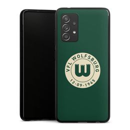 DeinDesign Galaxy A52s 5G Handy Silikon H&uuml;lle Case schwarz Handyh&uuml;lle 80 Jahre Vfl Wolfsburg Official Licensed Product