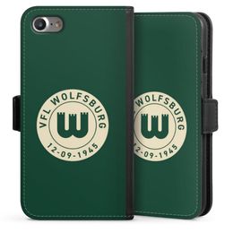 DeinDesign iPhone 8 Handy Klapph&uuml;lle Handyh&uuml;lle aus Kunst Leder schwarz Flip Case Vfl Wolfsburg Official Licensed Product 80 Jahre Sideflip mit Lasche