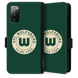 DeinDesign Galaxy S20 Handy Klapph&uuml;lle Handyh&uuml;lle aus Kunst Leder schwarz Flip Case 80 Jahre Official Licensed Product Vfl Wolfsburg Sideflip mit Lasche