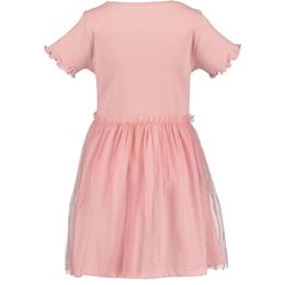 Blue Seven M&auml;dchen Jerseykleid, rosa, Gr. 98, bedruckt, unifarben, Feinripp;T&uuml;ll, Obermaterial: 95% Baumwolle, 5% Elasthan, Kleider, mit aufgesetztem