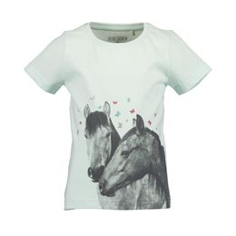 Blue Seven M&auml;dchen T-Shirthl t&uuml;rkis, Gr. 110, bedruckt, unifarben, Single Jersey, Obermaterial: 100% Baumwolle, Shirts, mit tollen Pferdemotiven