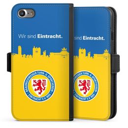 DeinDesign iPhone SE (2020) Handy Klapph&uuml;lle Handyh&uuml;lle aus Kunst Leder schwarz Flip Case Eintracht Braunschweig Official Licensed Product Logo Sideflip mit 