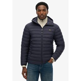 Superdry Herren Steppjacke "Hooded Fuji Lite Jacket", blau, Gr. M, unifarben, Steppware, Obermaterial: 100% Nylon, Jacken, slim fit Form, mit Kapuze