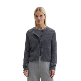 Marc O'Polo Cardigan MARC O'POLO "aus Bi-Color-Garn", Damen, Gr. L, dunkelblau, Obermaterial: 76% Baumwolle, 7% Viskose, 7% Polyacryl, 6% Polyester, 4% Polyamid, unifarben, regular fit, Rundhals, Strickjacken