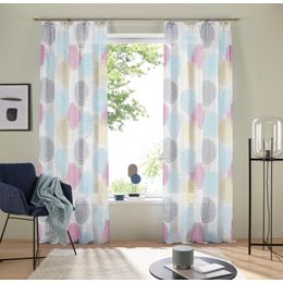 Gardine OTTO HOME, B:140cm H:175cm, blau, Voile, Polyester, Wohnzimmer, Gardinen, "Belem", 1 bzw. 2 Schals, Vorhang, Fertiggardine, Kreise