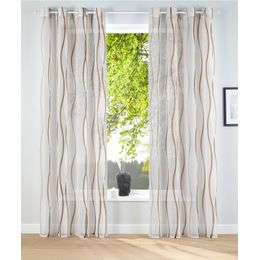 Gardine OTTO HOME, B:140cm H:145cm, beige, Voile, Polyester, Wohnzimmer, Gardinen, "Dimona", 2-er Set, transparent, Voile, Polyester, Wellen