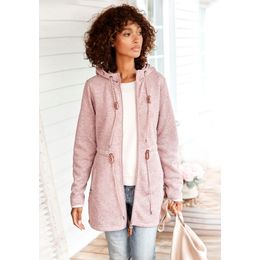 Lascana Damen Fleecejacke, rosa, Gr. 32, Fleece, Obermaterial: 100% Polyester, Jacken, mit Kapuze