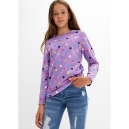 bonprix M&auml;dchen Langarmshirt, blau, Gr. 92, Obermaterial: 100% Baumwolle, Shirts, schmale Passform, mit attraktivem Print, aus Baumwolle