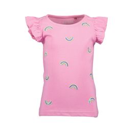 Blue Seven M&auml;dchen T-Shirt, rosa, Gr. 134, bedruckt, unifarben, Single Jersey, Obermaterial: 100% Baumwolle, Shirts